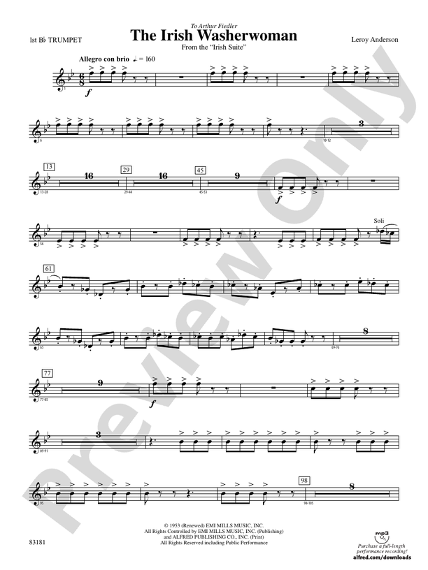 The Irish Washerwoman (from the Irish Suite): 1st B-flat Trumpet: 1st B ...