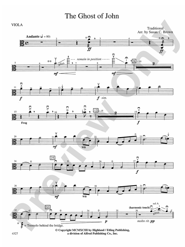The Ghost of John: Viola: Viola Part - Digital Sheet Music Download