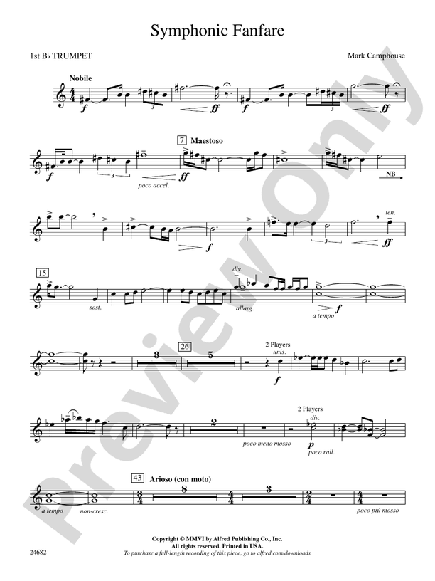 Symphonic Fanfare: 1st B-flat Trumpet: 1st B-flat Trumpet Part - Digital Sheet Music Download