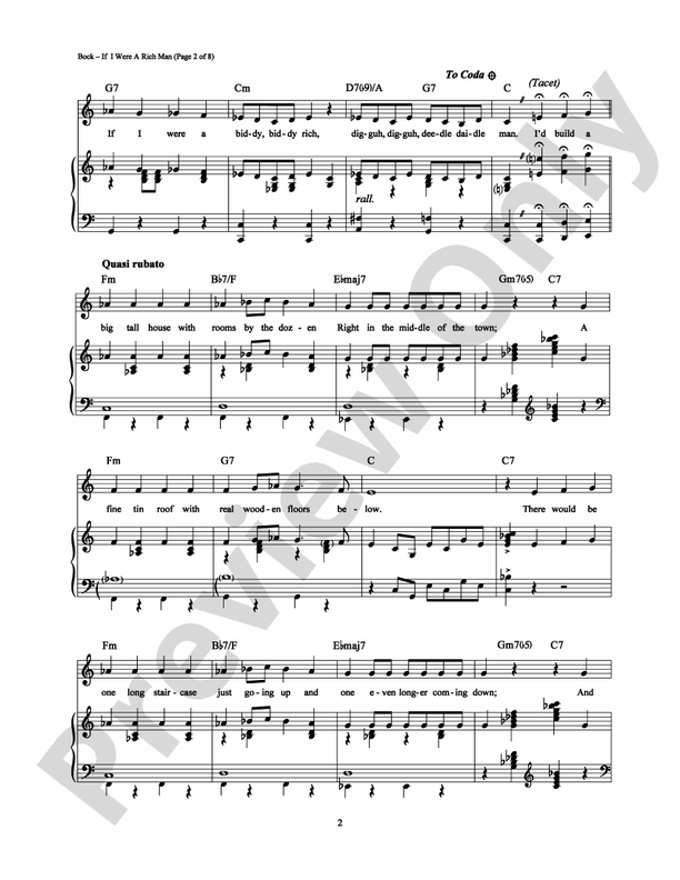 If I Were A Rich Man: Piano/Vocal/Chords: Jerry Bock - Digital Sheet Music Download