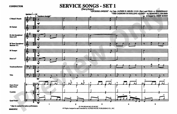 Service Songs - Set 1 (Navy/Army): Marching Band Conductor Score ...