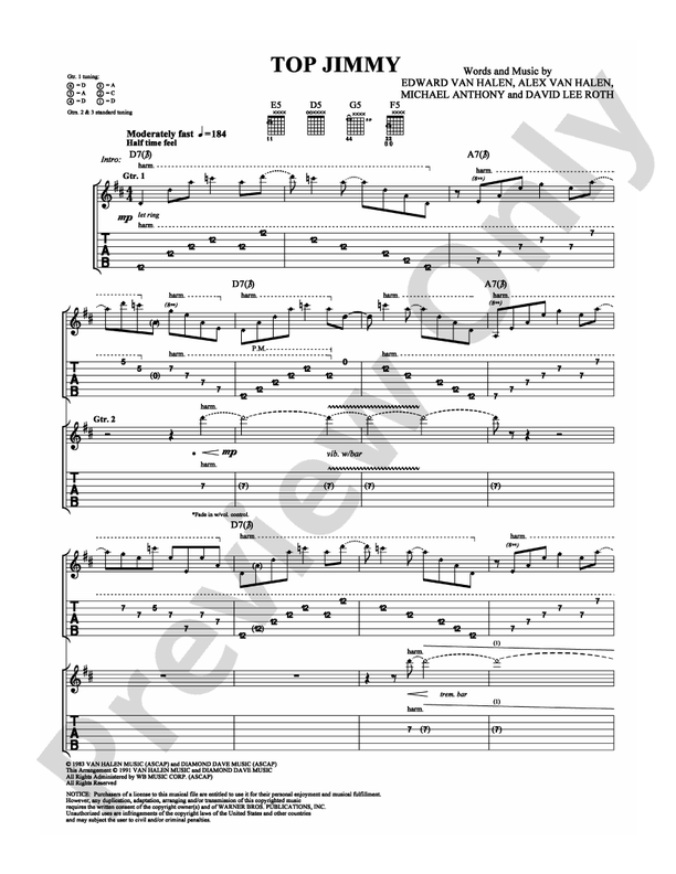 Top Jimmy: Guitar TAB: Van Halen - Digital Sheet Music Download