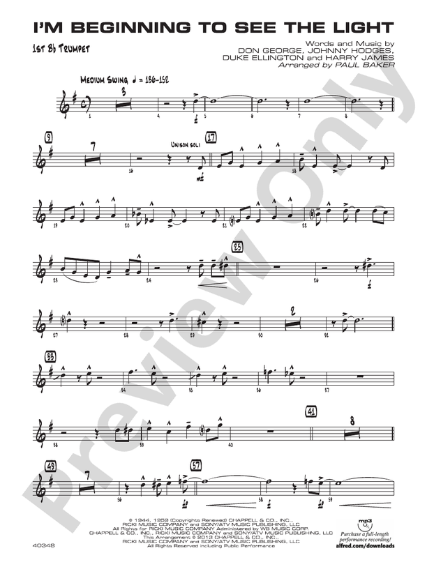 I'm Beginning to See the Light: 1st B-flat Trumpet: 1st B-flat Trumpet ...