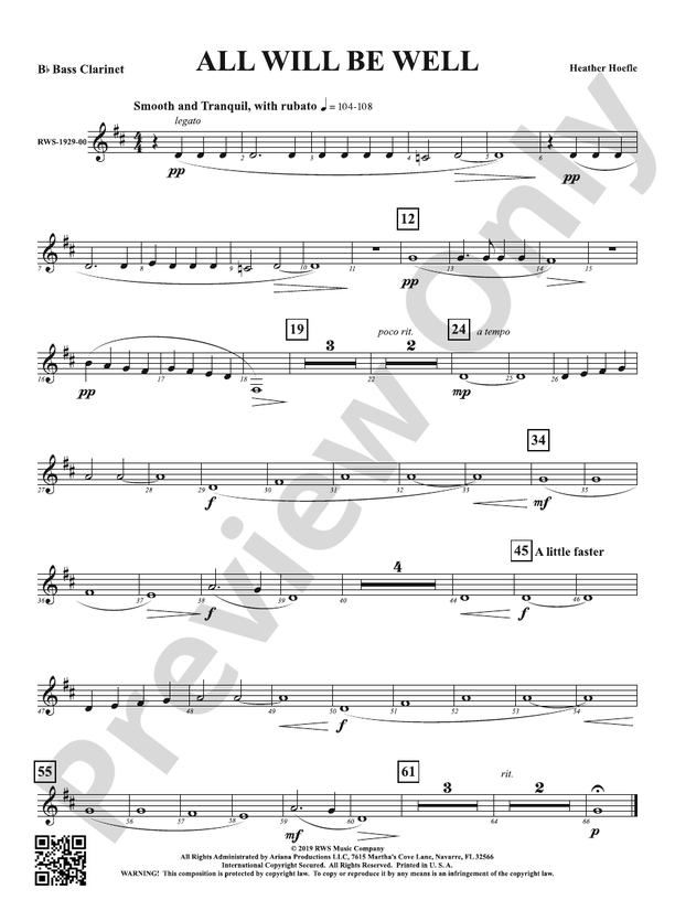 All Will Be Well: B-flat Bass Clarinet: B-flat Bass Clarinet Part ...