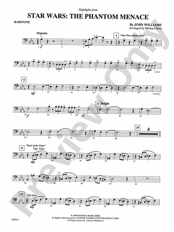 Star Wars®: Episode I The Phantom Menace, Highlights from: Baritone B.C ...