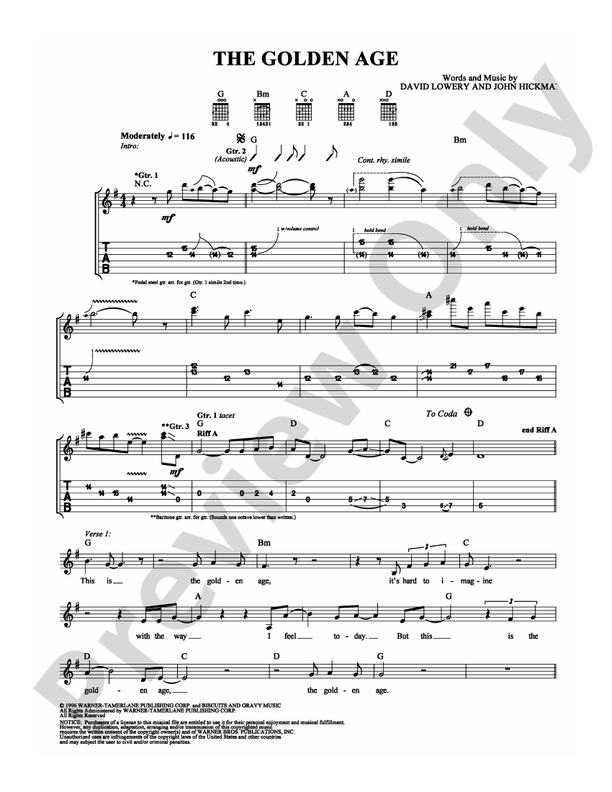The Golden Age: Guitar TAB: Cracker - Digital Sheet Music Download