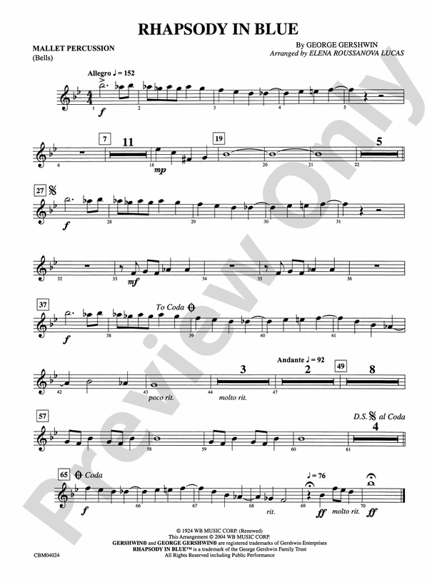 Rhapsody in Blue™: Mallets: Mallets Part - Digital Sheet Music Download