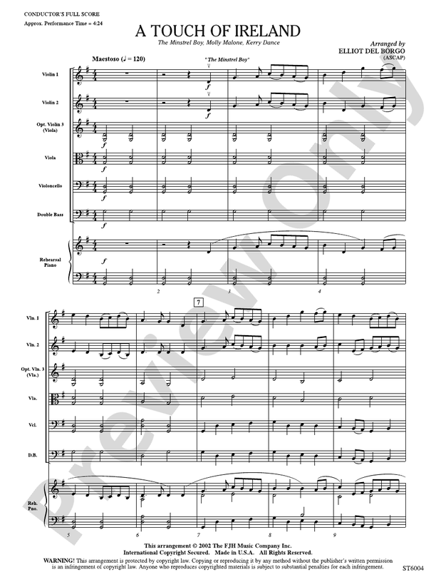 A Touch of Ireland: Score: String Orchestra Score: Elliot Del Borgo ...