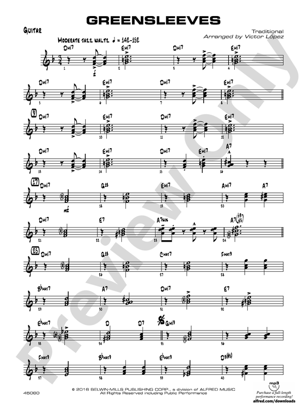Greensleeves: Guitar: Guitar Part - Digital Sheet Music Download