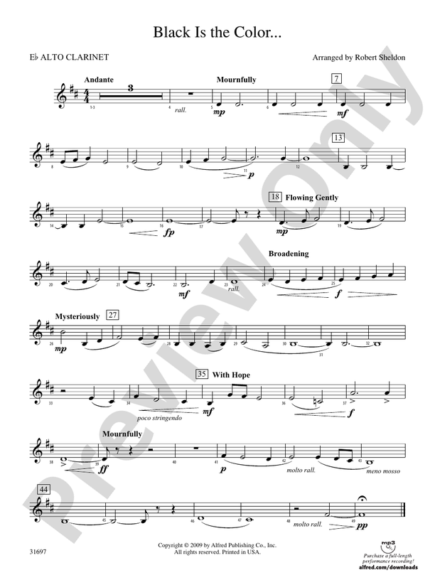 Black Is the Color...: (wp) E-flat Alto Clarinet: (wp) E-flat Alto Clarinet World Part - Digital ...