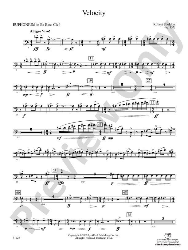 Velocity: (wp) B-flat Baritone B.C.: (wp) B-flat Baritone B.C. World Part - Digital Sheet Music ...