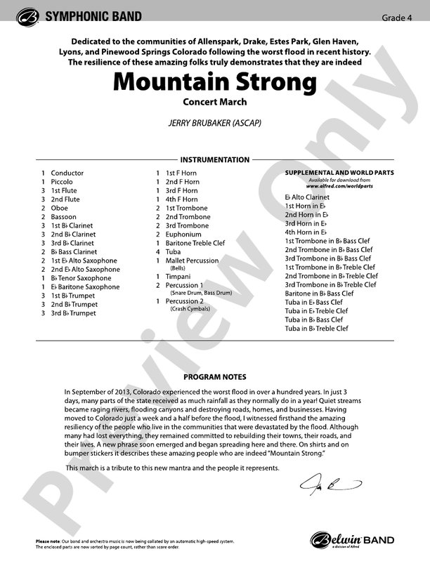 Mountain Strong: Score: Concert Band Score - Digital Sheet Music Download