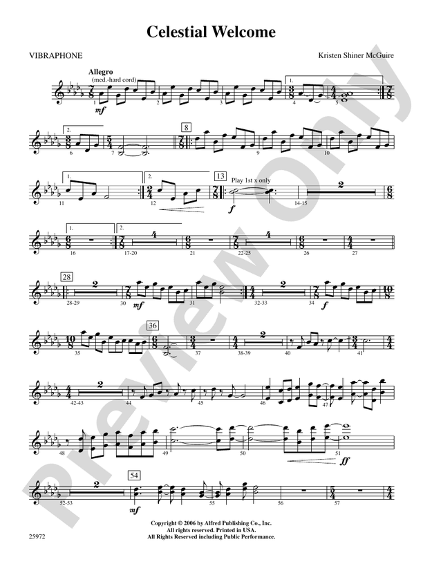 Celestial Welcome: Vibraphone: Vibraphone Part - Digital Sheet Music Download