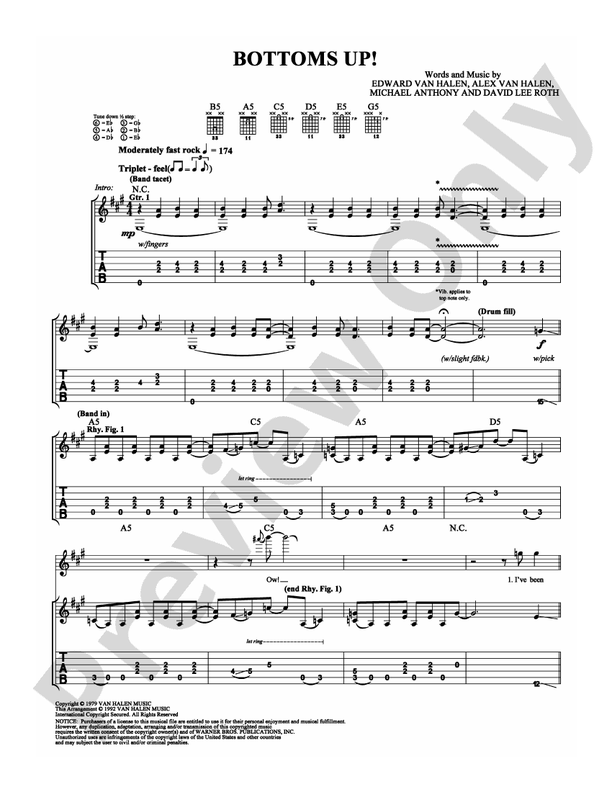 Bottoms Up!: Guitar TAB: Van Halen - Digital Sheet Music Download
