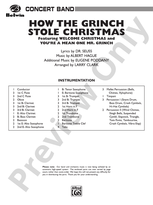 How the Grinch Stole Christmas: Score: Concert Band Score - Digital ...