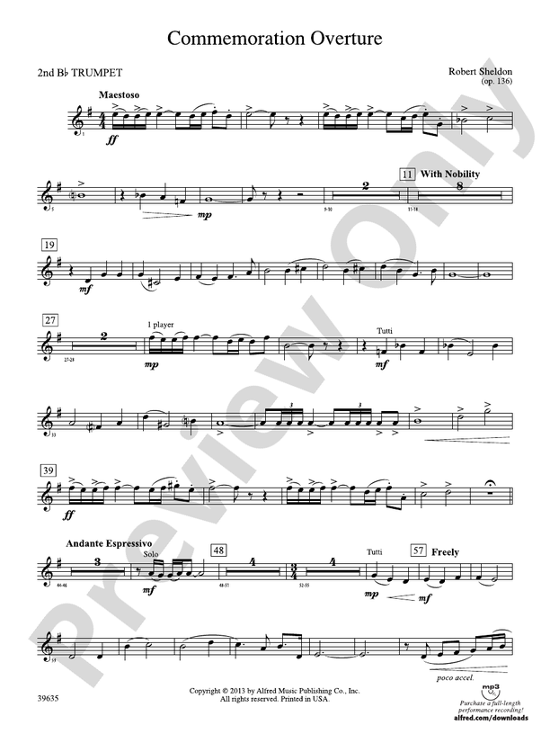 Commemoration Overture: 2nd B-flat Trumpet: 2nd B-flat Trumpet Part - Digital Sheet Music Download