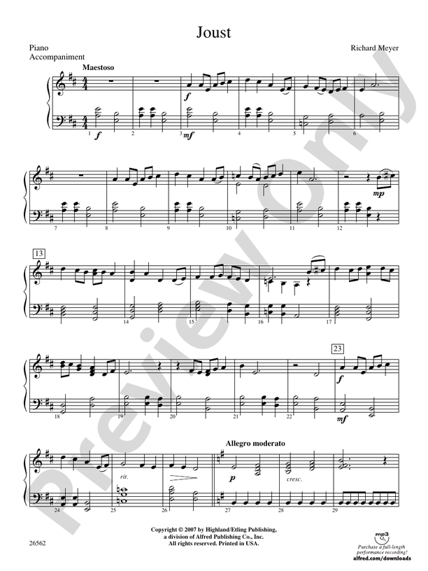 Joust: Piano Accompaniment: Piano Accompaniment Part - Digital Sheet ...