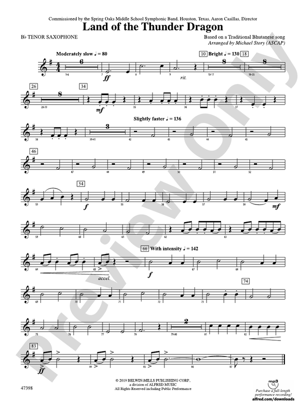 Land of the Thunder Dragon: B-flat Tenor Saxophone: B-flat Tenor ...