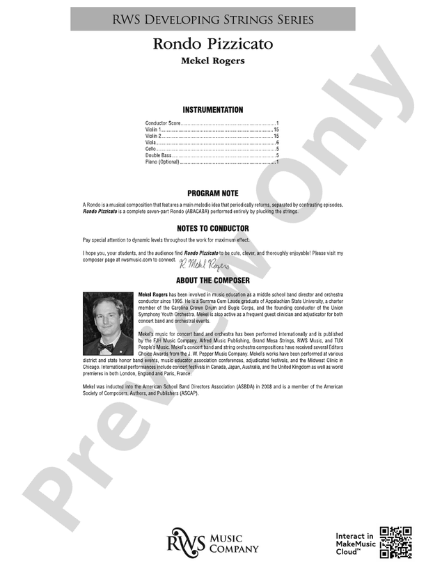 Rondo Pizzicato: Score: String Orchestra Score: Mekel Rogers - Digital ...