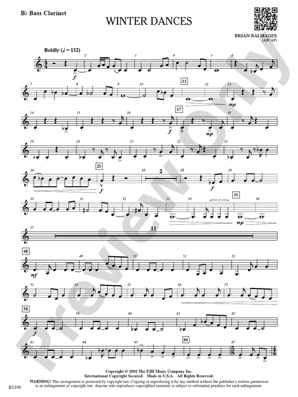Winter Dances: B-flat Bass Clarinet: B-flat Bass Clarinet Part: Brian Balmages - Digital Sheet ...