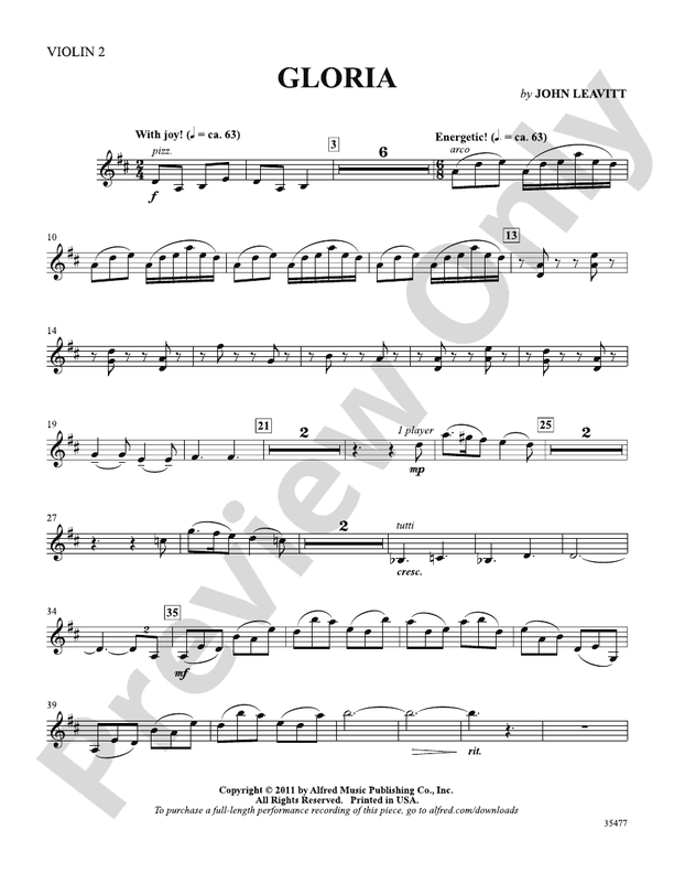 Gloria: 2nd Violin: 2nd Violin Part - Digital Sheet Music Download