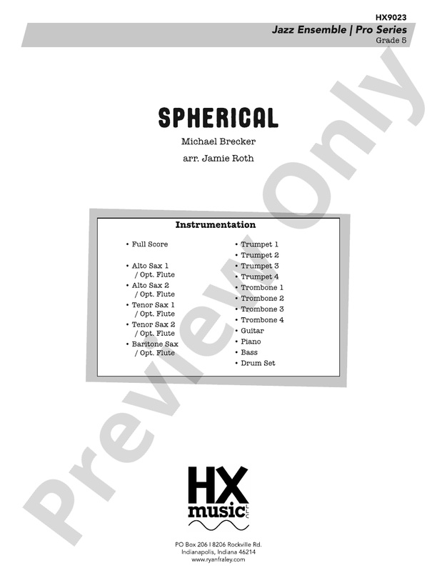 Spherical: Score: Jazz Ensemble Score: Michael Brecker - Digital Sheet ...