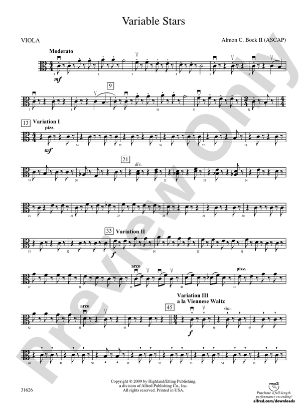 Variable Stars: Viola: Viola Part - Digital Sheet Music Download
