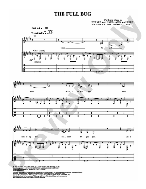 The Full Bug: Guitar TAB: Van Halen - Digital Sheet Music Download
