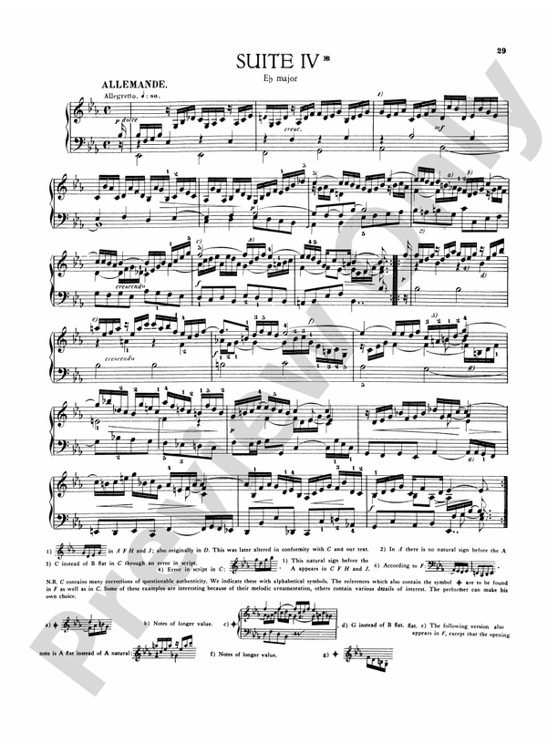 Bach: Six French Suites (Ed. Hans Bischoff): Suite No. 4 in E flat ...