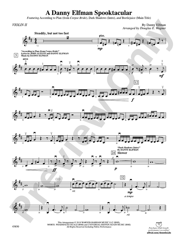 A Danny Elfman Spooktacular: 2nd Violin: 2nd Violin Part - Digital ...