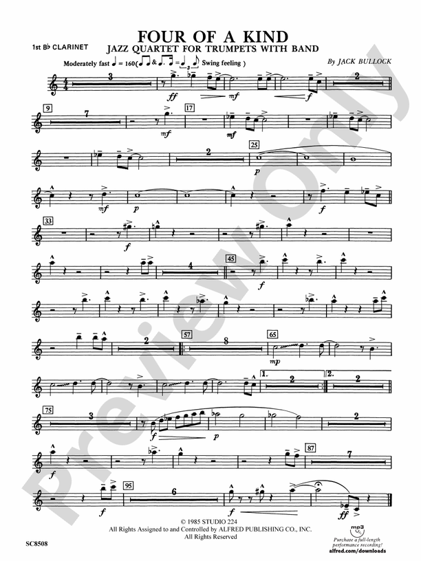 Four of a Kind: 1st B-flat Clarinet: 1st B-flat Clarinet Part - Digital Sheet Music Download