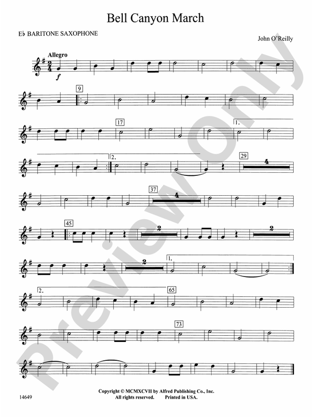 Bell Canyon March: E-flat Baritone Saxophone: E-flat Baritone Saxophone Part - Digital Sheet ...