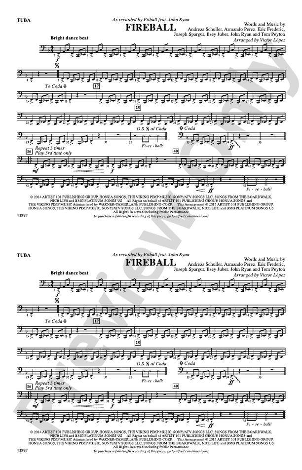 Fireball: Tuba: Tuba Part - Digital Sheet Music Download