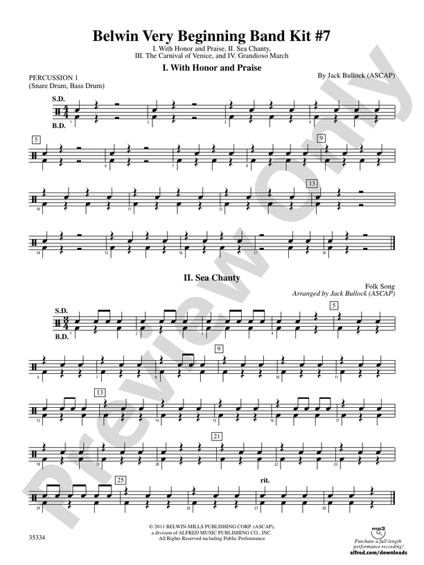 Belwin Very Beginning Band Kit #7: 1st Percussion: 1st Percussion Part ...