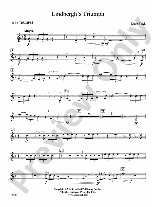 Lindbergh's Triumph: 1st B-flat Trumpet: 1st B-flat Trumpet Part - Digital Sheet Music Download
