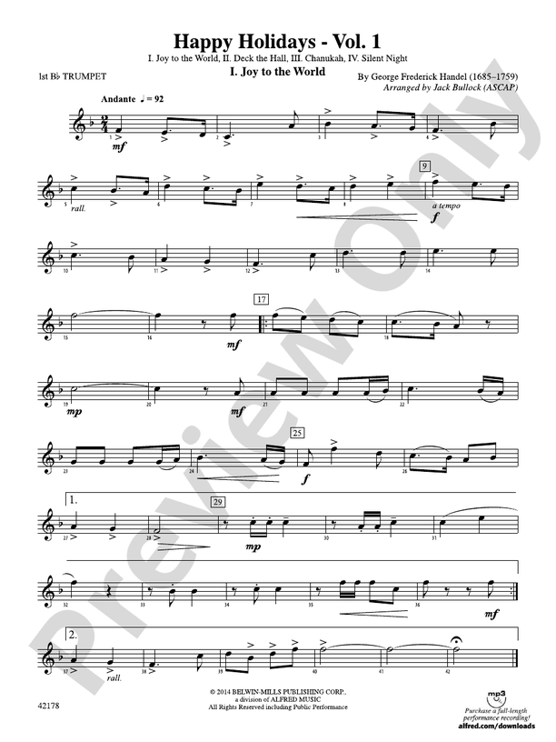 Happy Holidays---Vol. 1: 1st B-flat Trumpet: 1st B-flat Trumpet Part ...