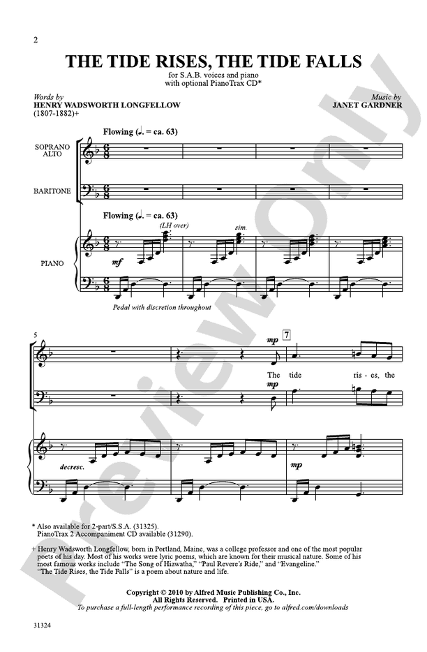 The Tide Rises, the Tide Falls: SAB Choral Octavo: Janet Gardner ...