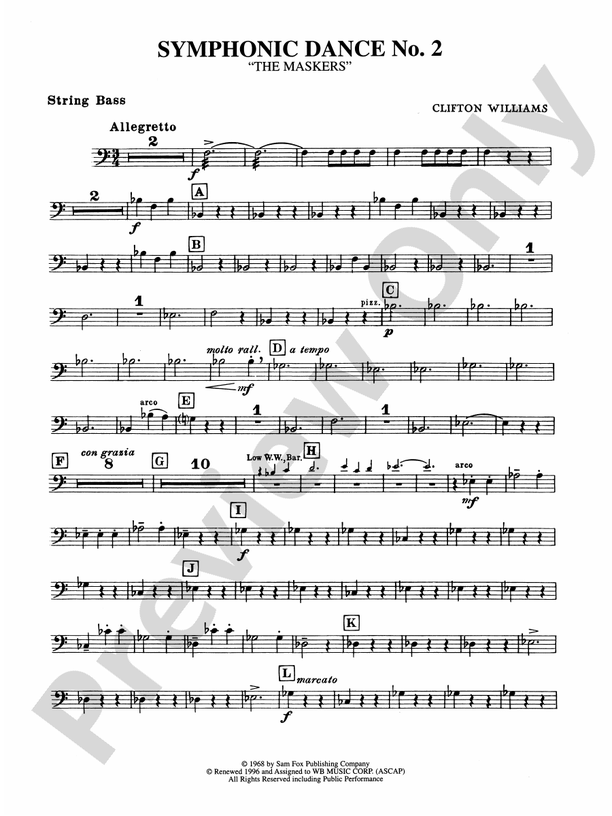 Symphonic Dance No. 2: String Bass: String Bass Part - Digital Sheet Music Download