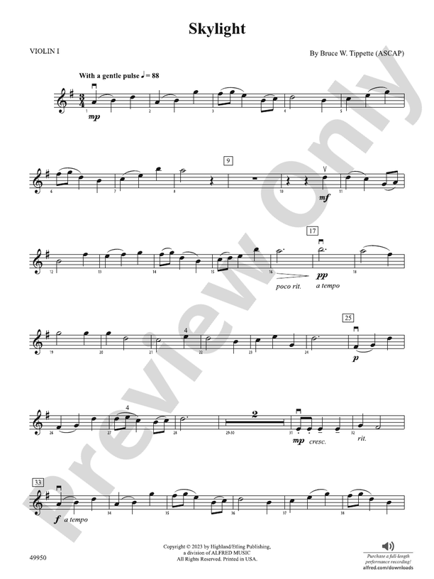 Skylight: 1st Violin: 1st Violin Part - Digital Sheet Music Download