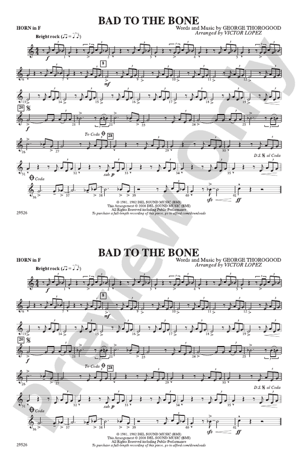 Bad to the Bone: 1st F Horn: 1st F Horn Part - Digital Sheet Music Download