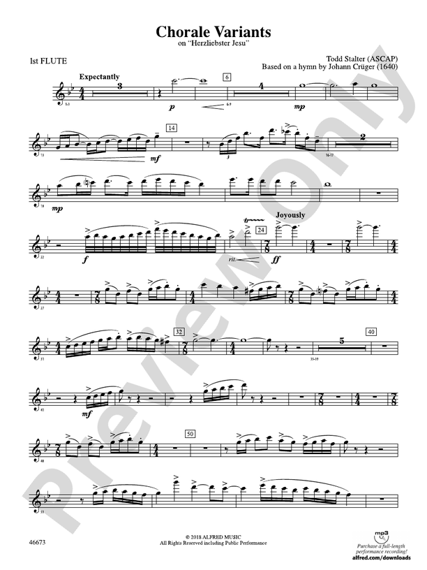 Chorale Variants: Flute: Flute Part - Digital Sheet Music Download