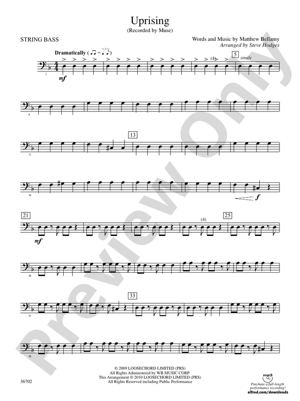 Uprising: (wp) String Bass: (wp) String Bass World Part - Digital Sheet Music Download