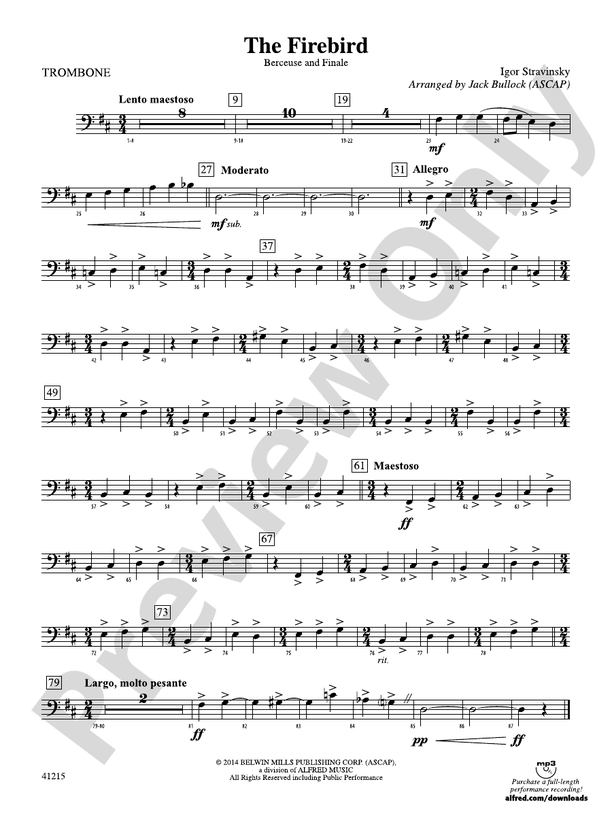 The Firebird: 1st Trombone: 1st Trombone Part - Digital Sheet Music Download