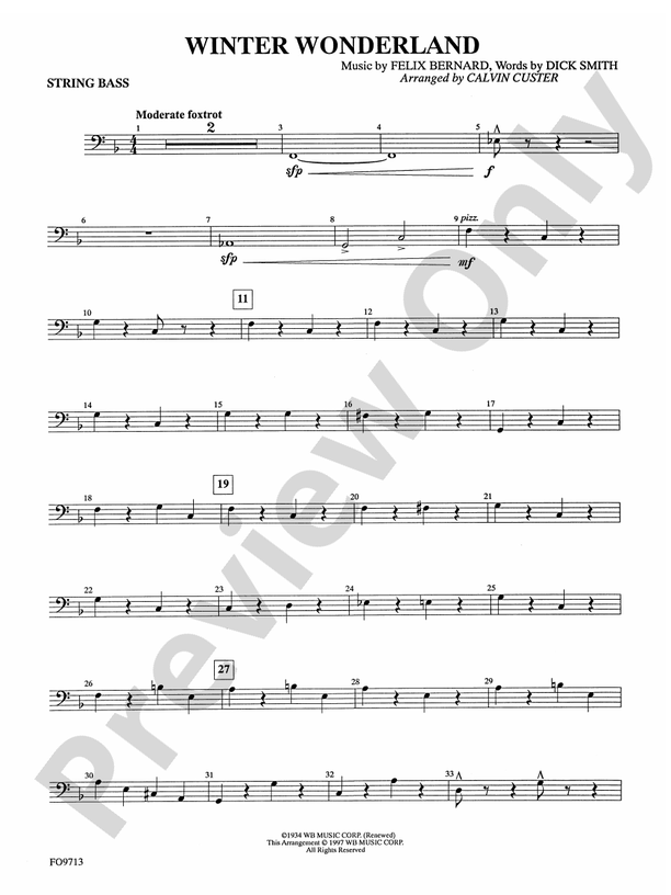 Winter Wonderland: String Bass: String Bass Part - Digital Sheet Music ...