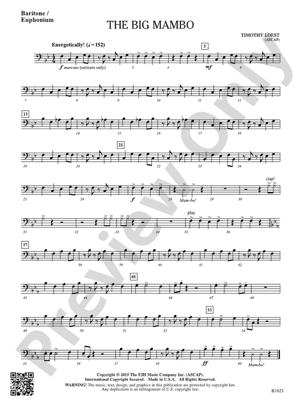 The Big Mambo: Baritone / Euphonium: Baritone / Euphonium Part: Timothy Loest - Digital Sheet ...