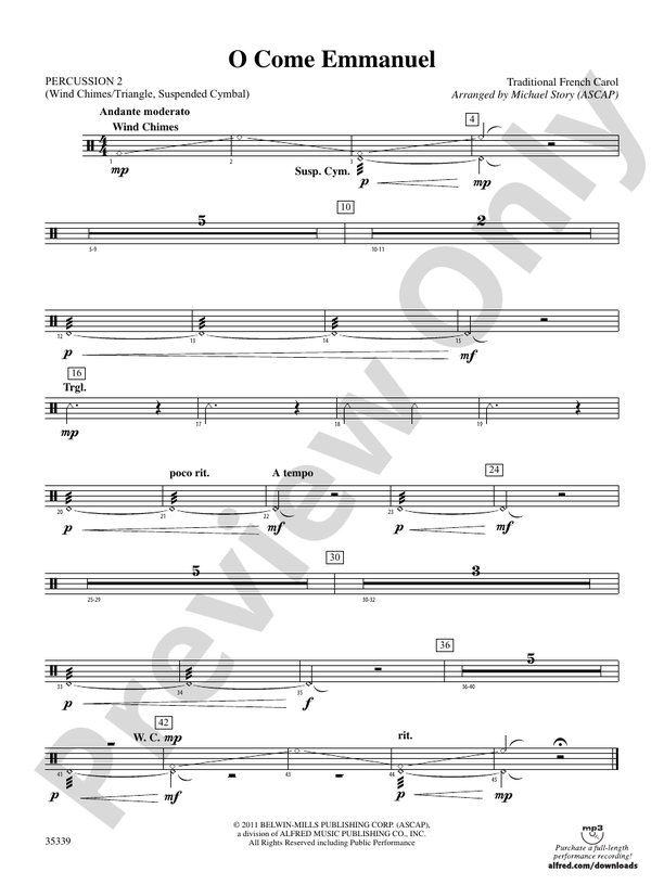 O Come Emmanuel: 2nd Percussion: 2nd Percussion Part - Digital Sheet Music Download