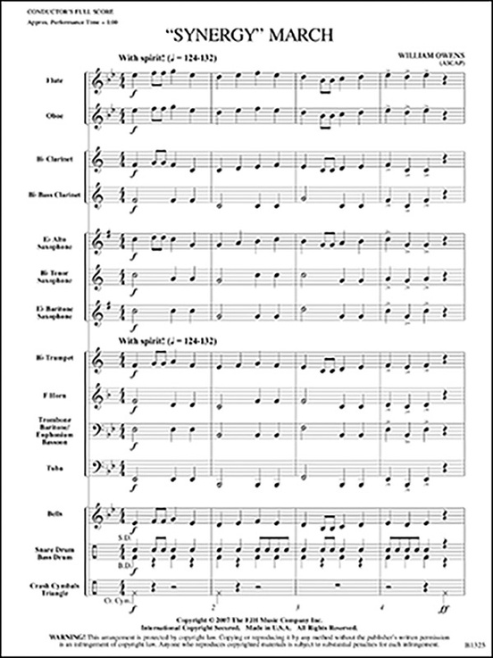Synergy March: Concert Band Conductor Score & Parts: William Owens ...
