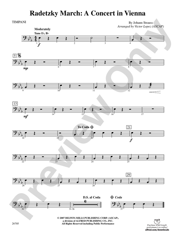 Radetzky March: A Concert in Vienna: Timpani: Timpani Part - Digital ...