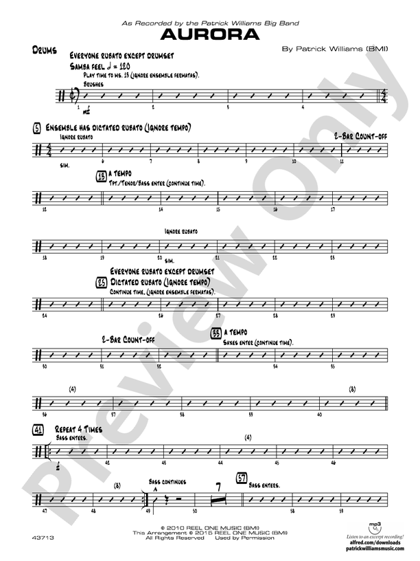 Aurora: Drums: Drums Part - Digital Sheet Music Download