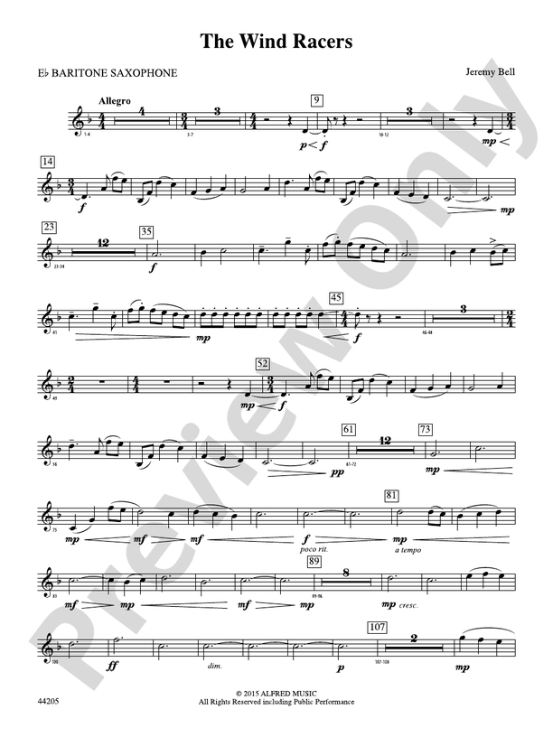 The Wind Racers: E-flat Baritone Saxophone: E-flat Baritone Saxophone Part - Digital Sheet Music ...